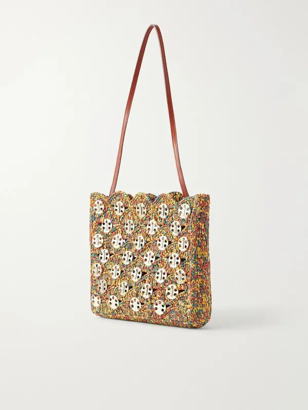 Rabanne 1969 Embellished Raffia Shoulder Bag