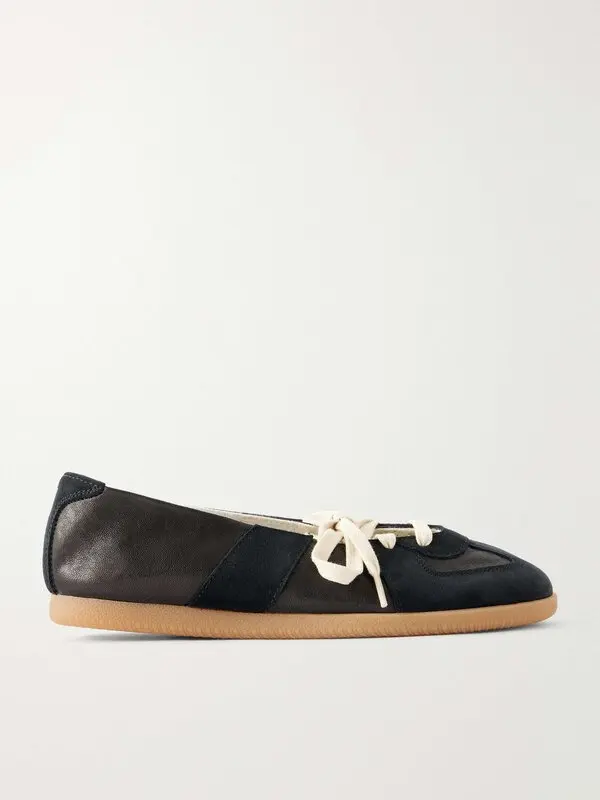 MAISON MARGIELA Replica Suede-trimmed Leather Sneakers - Black