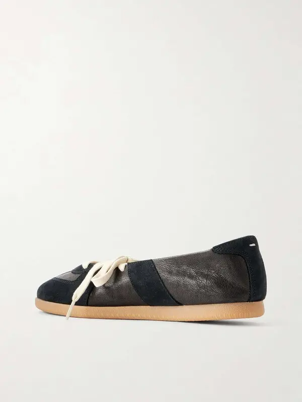 MAISON MARGIELA Replica Suede-trimmed Leather Sneakers - Black