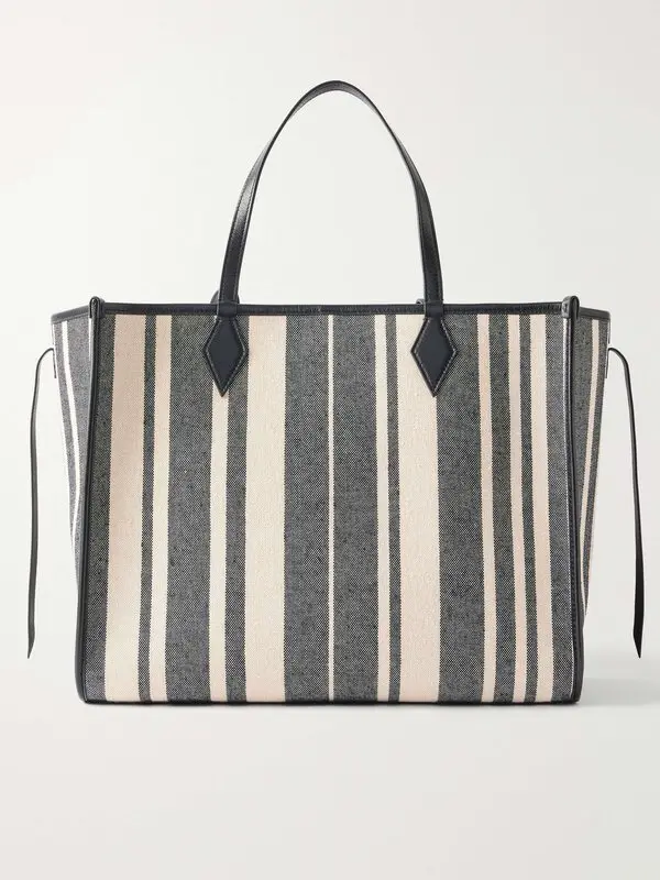 METIER Chameleon 41 Striped Leather-trimmed Canvas Tote