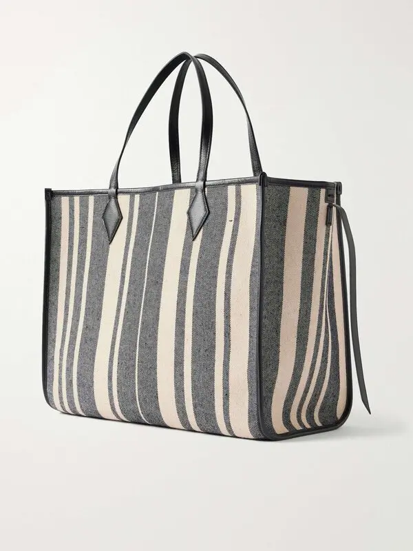 METIER Chameleon 41 Striped Leather-trimmed Canvas Tote