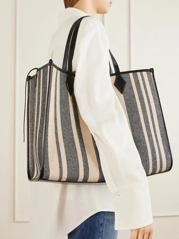 METIER Chameleon 41 Striped Canvas And Leather Tote