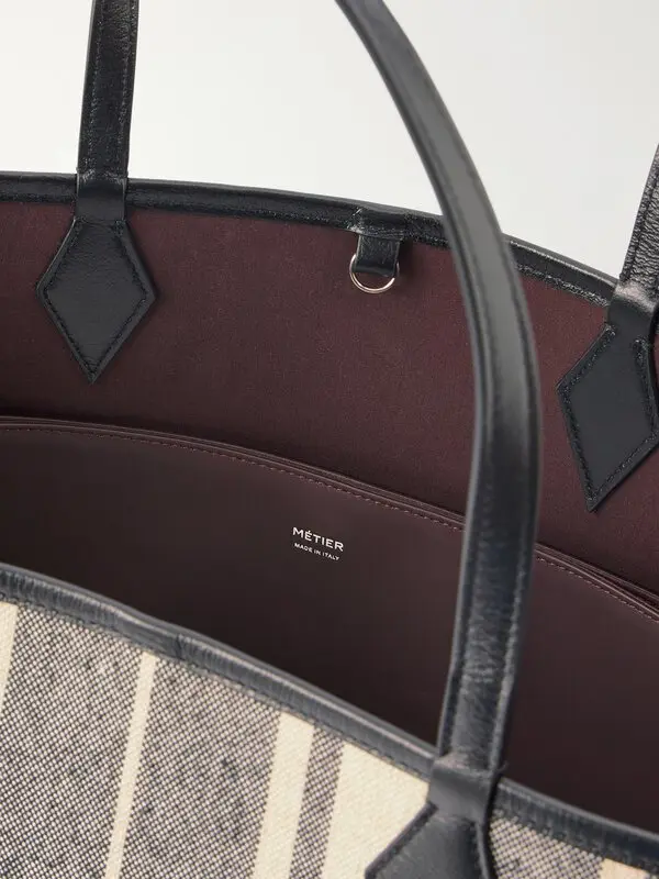 METIER Chameleon 41 Striped Canvas And Leather Tote