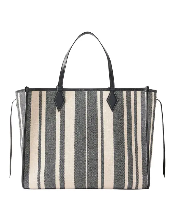METIER Chameleon 41 Striped Canvas And Leather Tote - Black