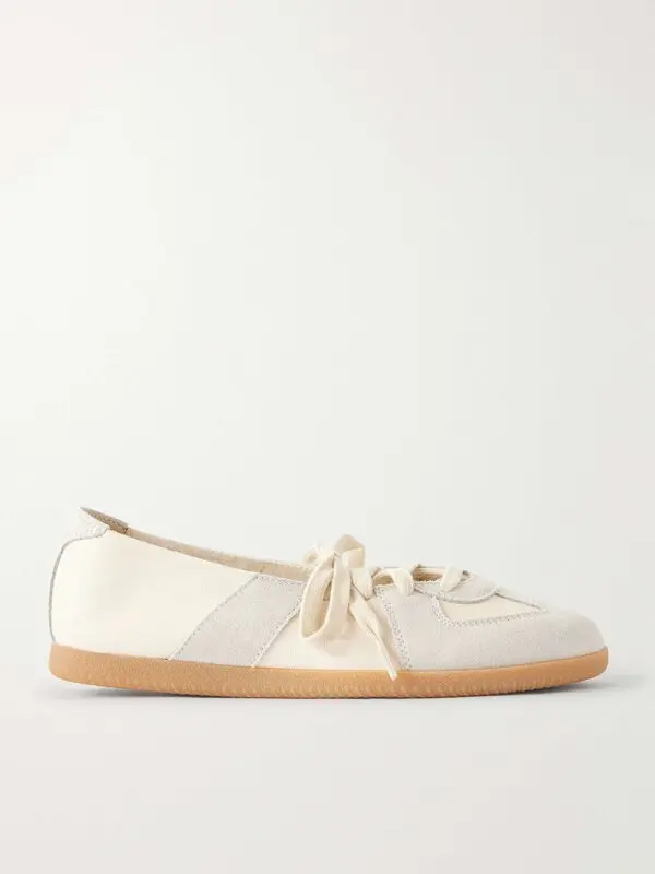 MAISON MARGIELA Replica Suede-trimmed Leather Sneakers - Cream