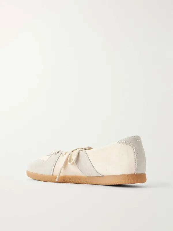 MAISON MARGIELA Replica Suede-trimmed Leather Sneakers - Cream