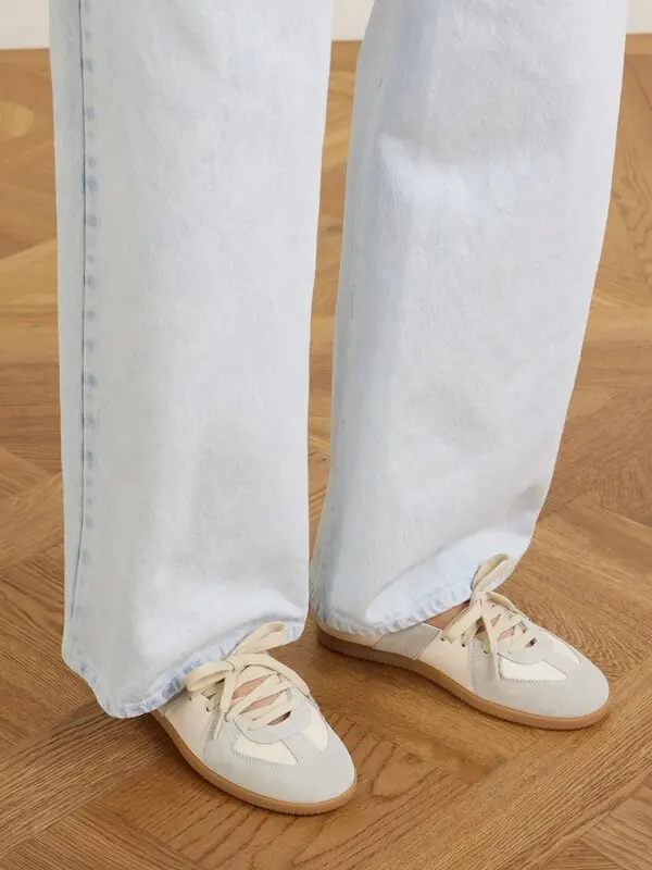 MAISON MARGIELA Replica Leather And Suede Trimmed Sneakers - Neutrals