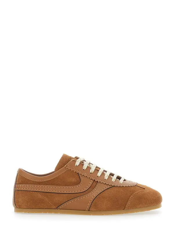 Dries Van Noten Dustin Suede And Leather Lace-up Sneakers - Brown