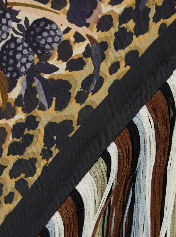 Etro White Scarf With Fringed Edge Details In Silk For - Black