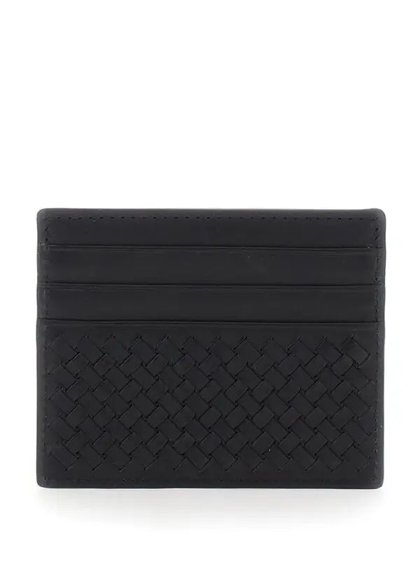 Dragon Diffusion Card Holder With Woven Design In Leather For - Black