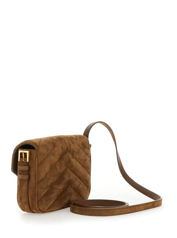 Saint Laurent Bo Loulou L Strao 7 Suede And Satin Calfskin Shoulder Bag - Multicolor