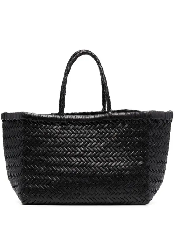 Dragon Diffusion Small Tote Bag 'triple Jump' In Woven Leather - Black