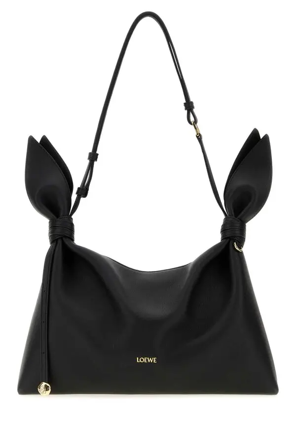 Loewe Leather Medium Scarf Shoulder Bag - Black