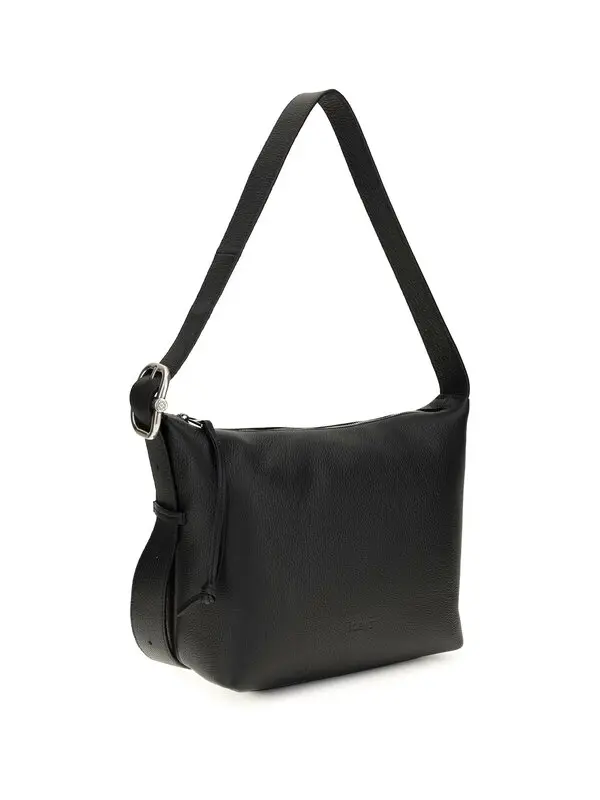 Loewe Medium Loop Hobo Bag In Grained Calfskin - Black