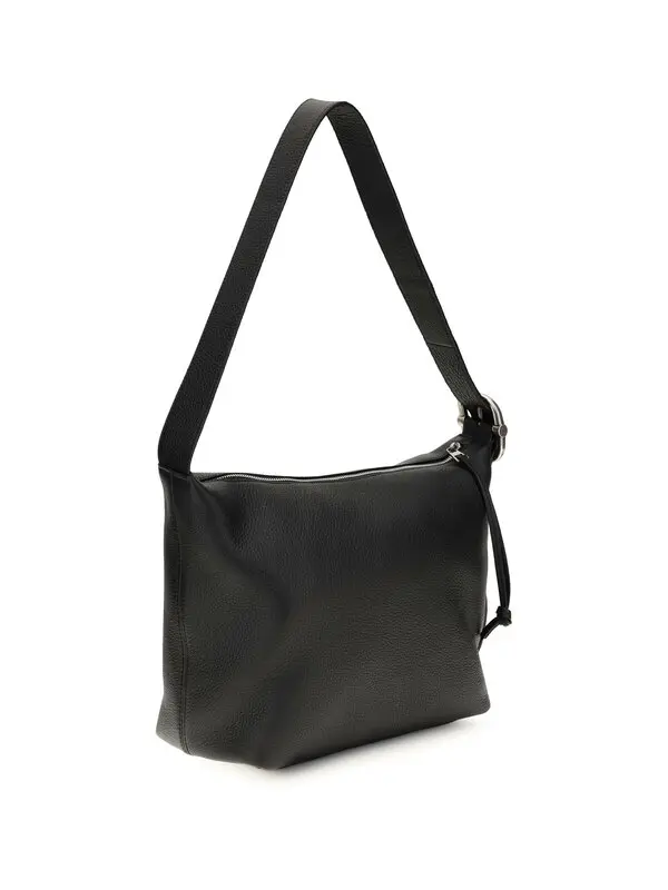 Loewe Medium Loop Hobo Bag In Grained Calfskin - Black