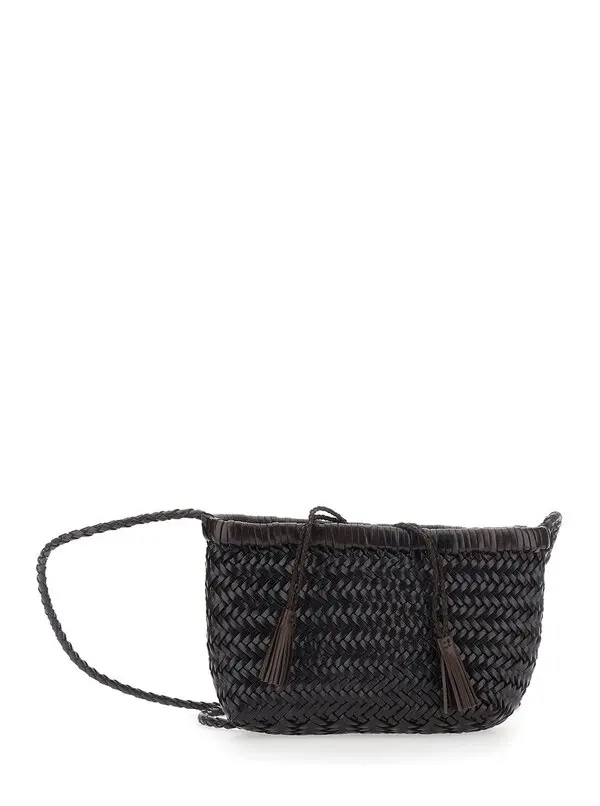 Dragon Diffusion Minsu' Crossbody Bag With Strap And Woven Motif In Leather For - Brown