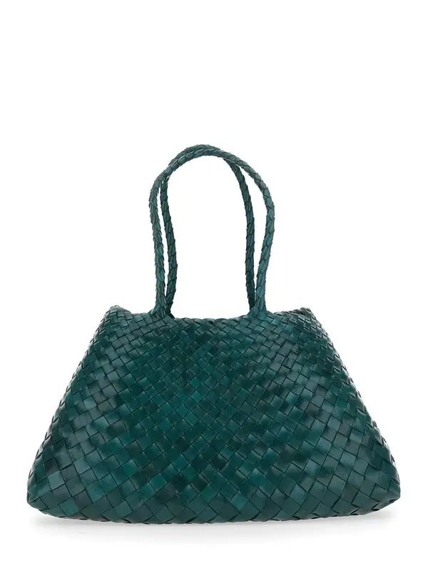 Dragon Diffusion Santa Croce Large Woven Leather Shoulder Bag - Green
