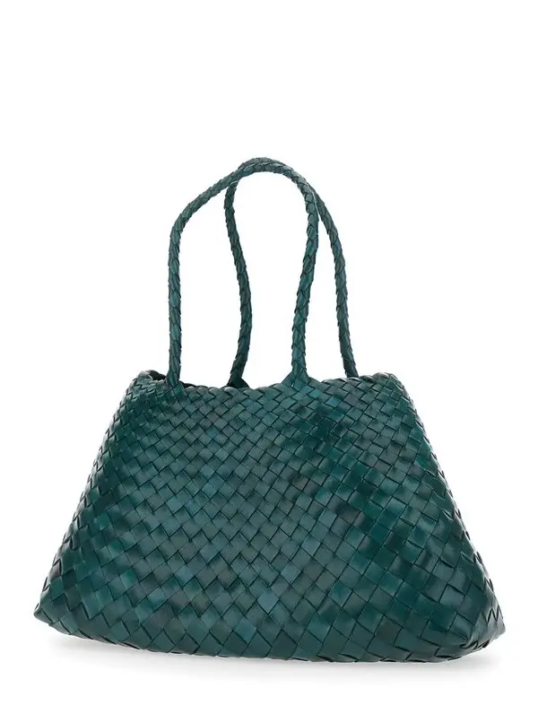 Dragon Diffusion Santa Croce Large Woven Leather Shoulder Bag - Green