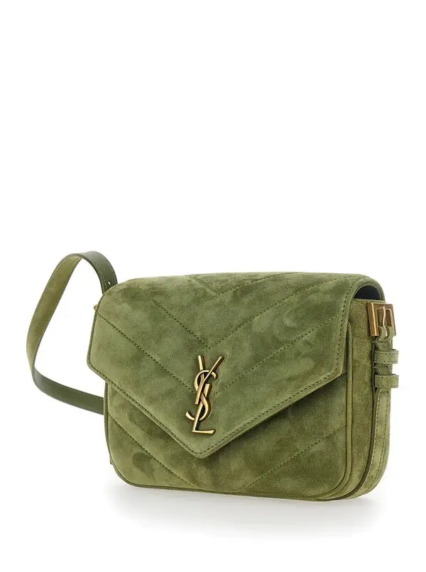 Saint Laurent Loulou" Shoulder Bag In Suede And Satin Calfskin - Green