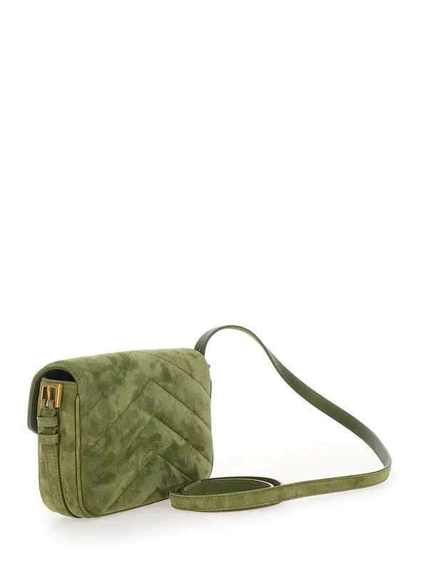 Saint Laurent Loulou" Shoulder Bag In Suede And Satin Calfskin - Green