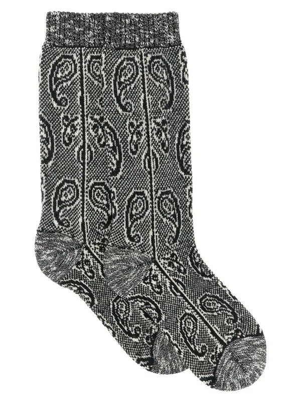 Dries Van Noten Paisley Jacquard Crew Socks - White