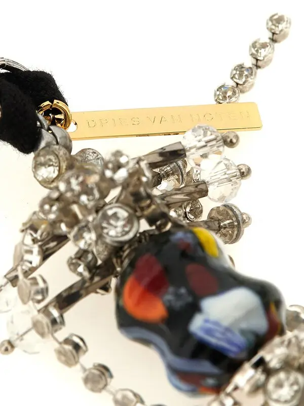 Dries Van Noten Sculptural Beaded Statement Necklace With Crystal Fringes