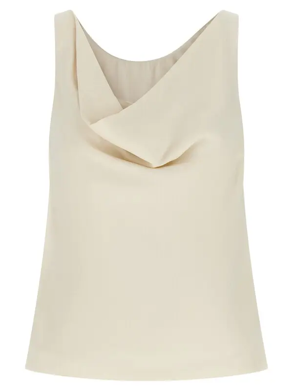 Brunello Cucinelli Sleeveless Draped Neck Top - White