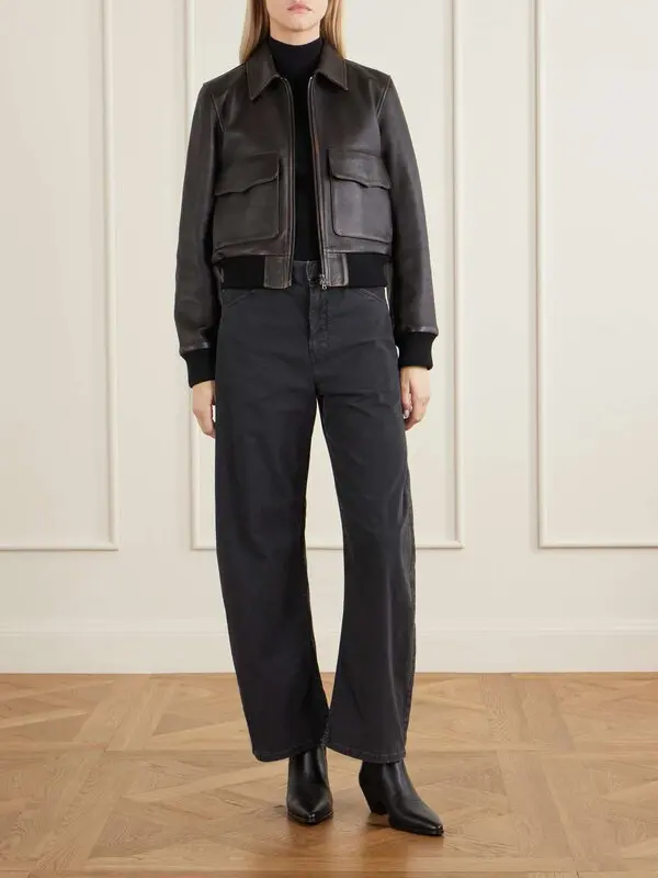NILI LOTAN Redley Leather Bomber Jacket