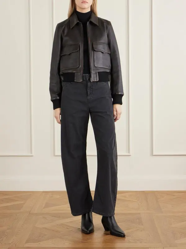 NILI LOTAN Redley Leather Bomber Jacket