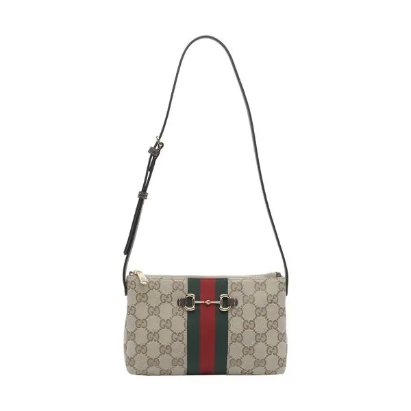 Gucci Gg Fabric Crossbody Bag With Web Tape Detail - Cream