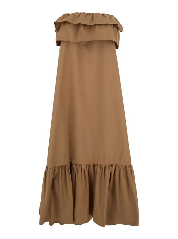 Saint Laurent Cotton Ruffled Skirt Dress - Multicolor