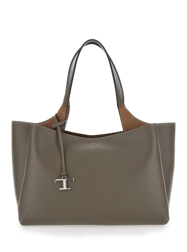 TOD'S Medium Leather Handbag With Pendant Detail - Multicolor