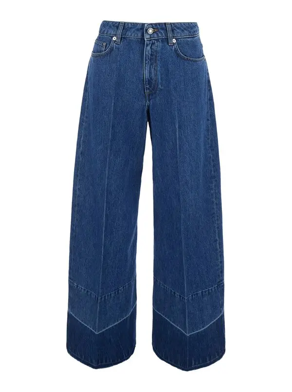 Givenchy Blue Denim Wide-leg Jeans With Raw Hem - Multicolor