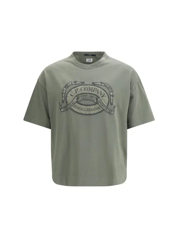 C.P. COMPANY 20/1 Jersey Short Sleeve Boxy Logo T-shirt - Green