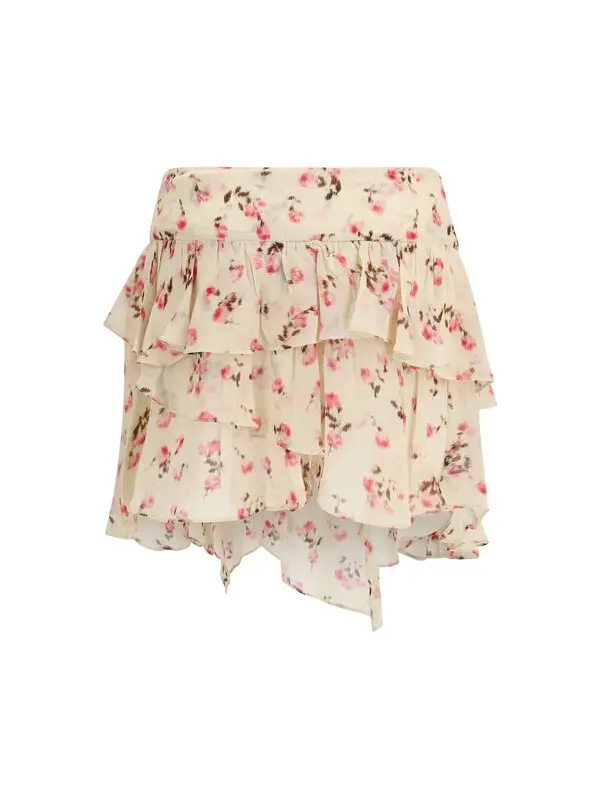 Isabel Marant Étoile Marant Lolita Flared Floral Ruffle Skirt - Cream