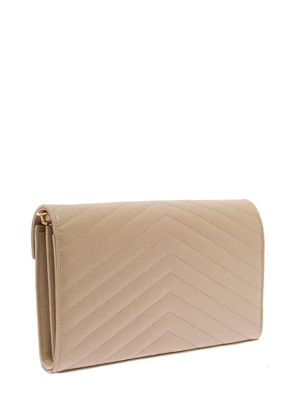 Saint Laurent Cassandre' Crossbody Bag In Chevron Matelassé Leather - Cream