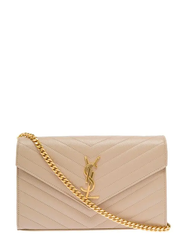 Saint Laurent Cassandre' Crossbody Bag In Chevron Matelassé Leather - Cream
