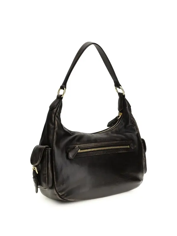 Miu Miu Leather Pocket Shoulder Bag - Brown