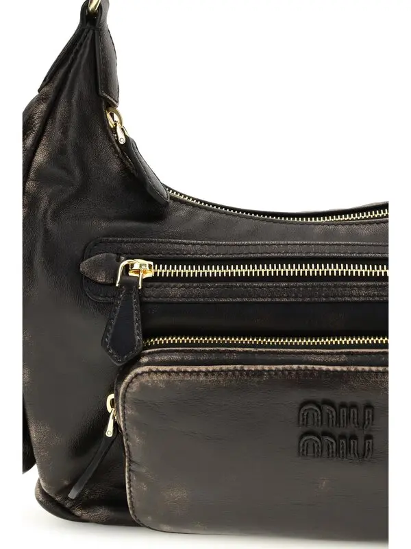 Miu Miu Leather Pocket Shoulder Bag - Brown