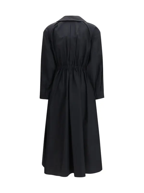 Max Mara Pedaggi Midi Dress In Cotton Poplin - Black
