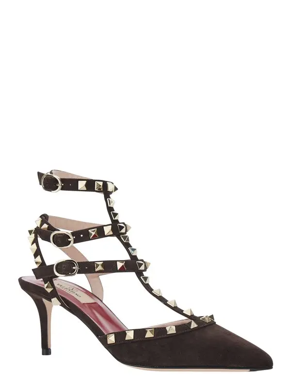 Valentino Garavani Suede Rockstud Pumps With Ankle Strap - Multicolor