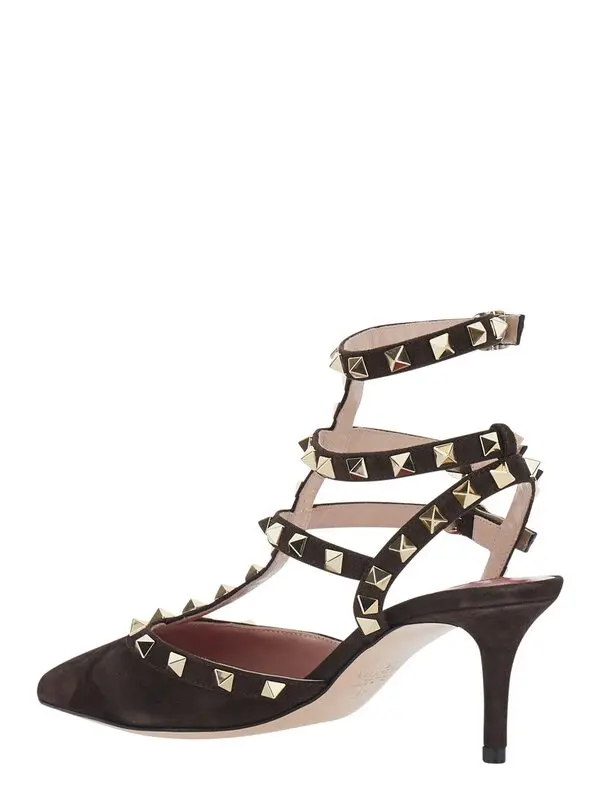 Valentino Garavani Suede Rockstud Pumps With Ankle Strap - Multicolor