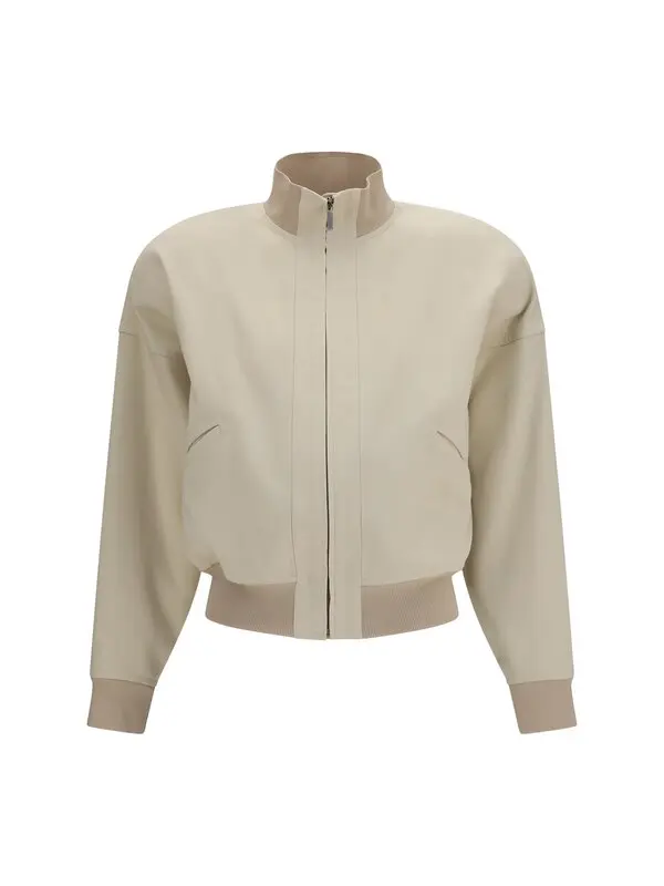 Gucci Silk Poplin Zip Bomber Jacket - Cream