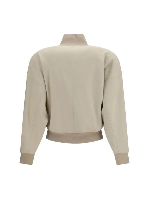 Gucci Silk Poplin Zip Bomber Jacket - Cream