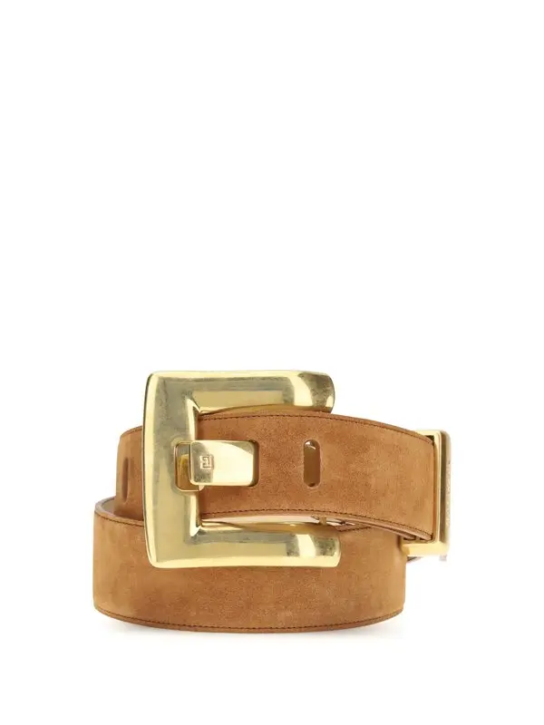 Balmain Anthem Belt In Suede Leather - Brown