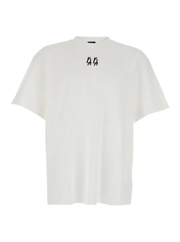 44 LABEL GROUP Crew Neck T-shirt With Front Logo And Maxi Logo On The Back In Cotton For - White