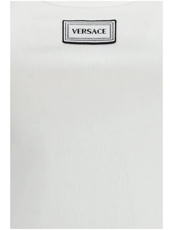 Versace Ribbed Stretch Cotton Tank Top - White