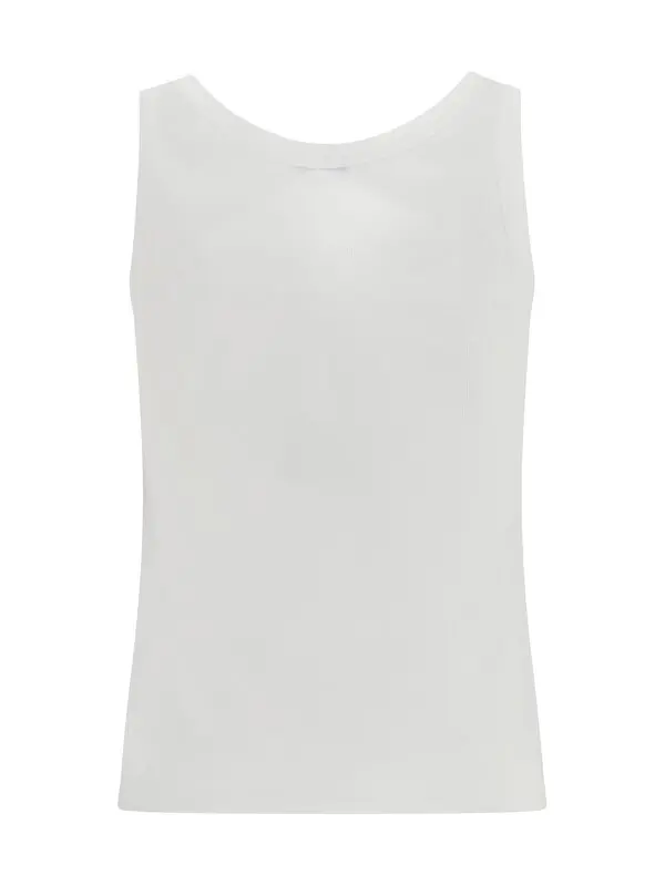 Versace Ribbed Stretch Cotton Tank Top - White