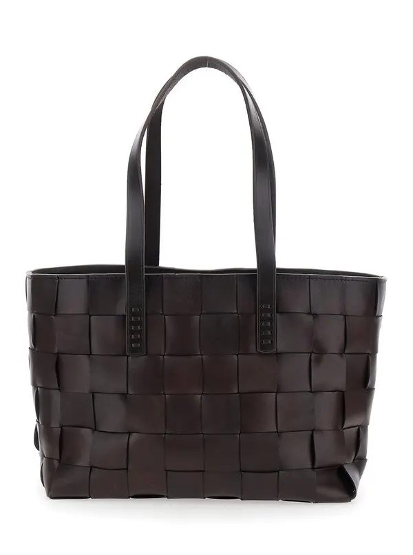 Dragon Diffusion Woven Leather Double Handle Shopping Bag For