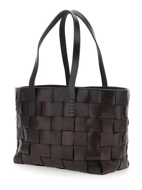 Dragon Diffusion Woven Leather Double Handle Shopping Bag For
